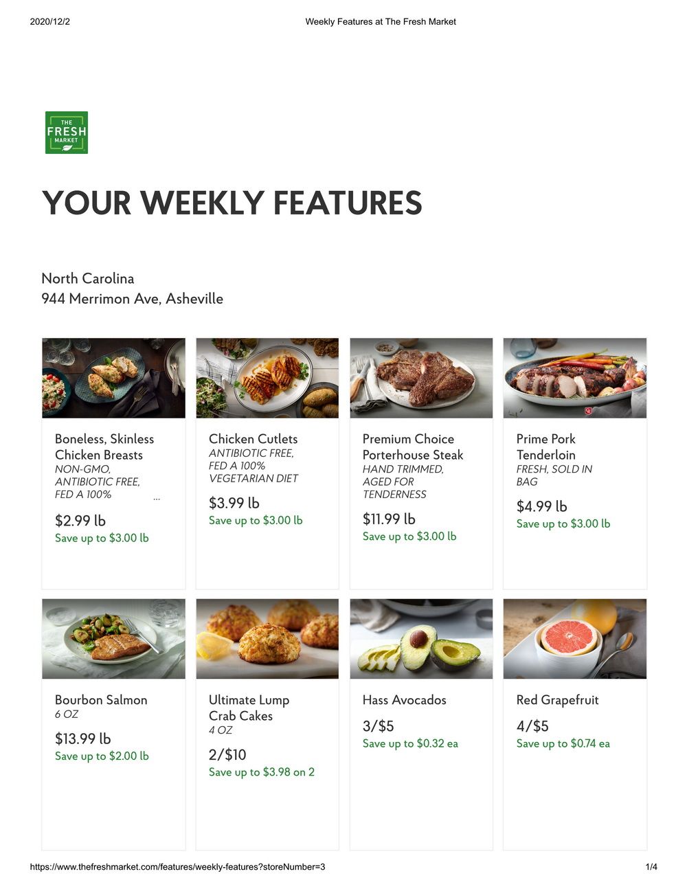The Fresh Market Weekly Specials Dec 02 – Dec 08, 2020