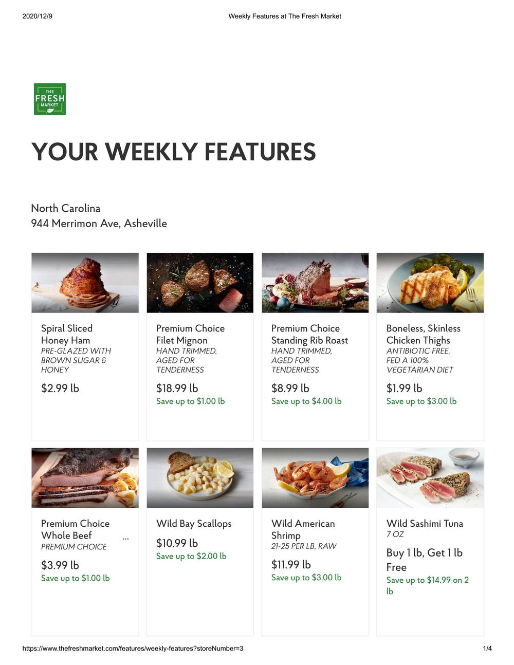 The Fresh Market Weekly Specials Dec 09 – Dec 15, 2020