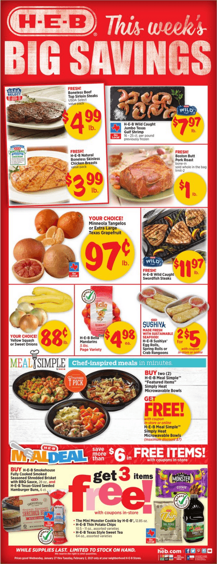 HEB Weekly Ad Jan 27 – Feb 02, 2021