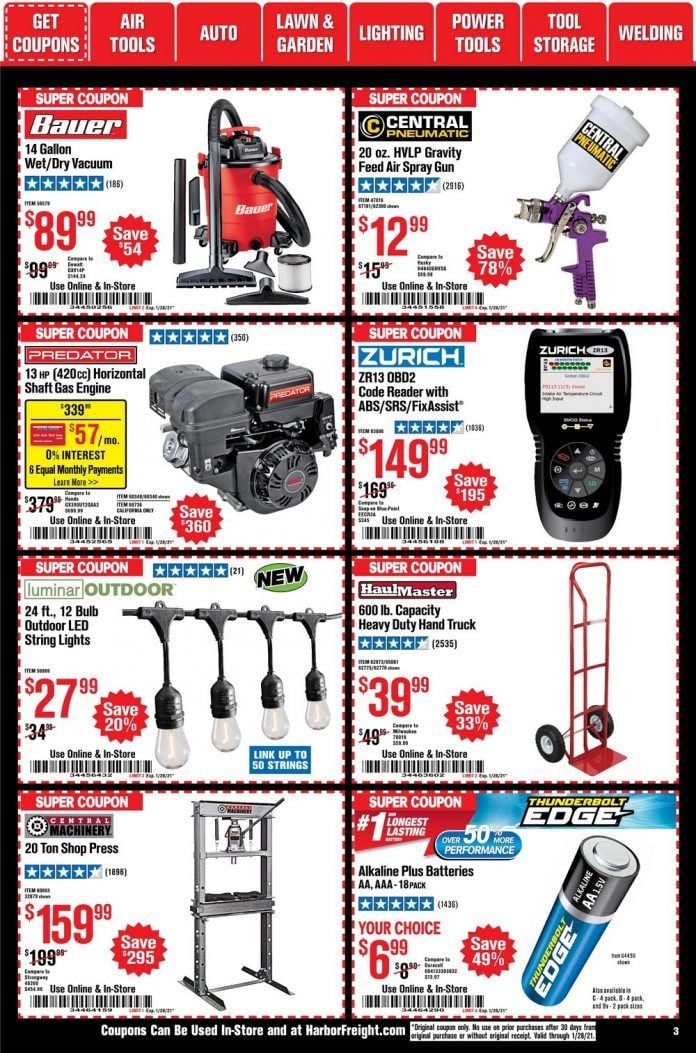 Harbor Freight Flyer Sale Jan 01 – Jan 28, 2021