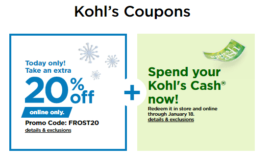 Kohl's Coupons Sale Until Jan 18, 2021
