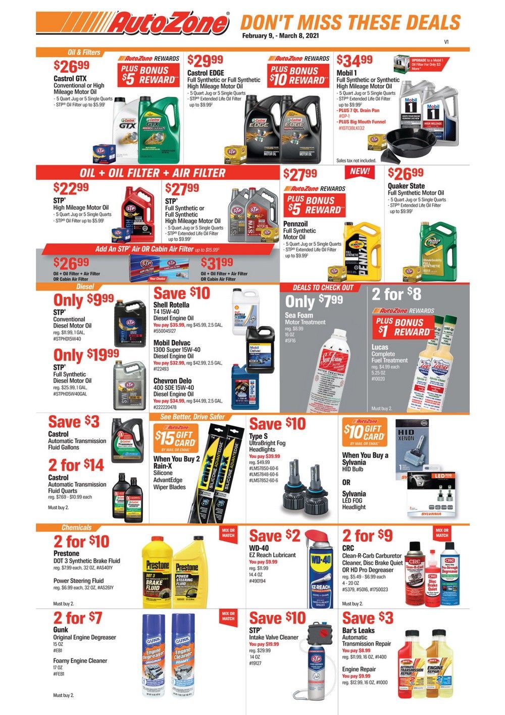 AutoZone Monthly Circular Feb 09 – Mar 08, 2021