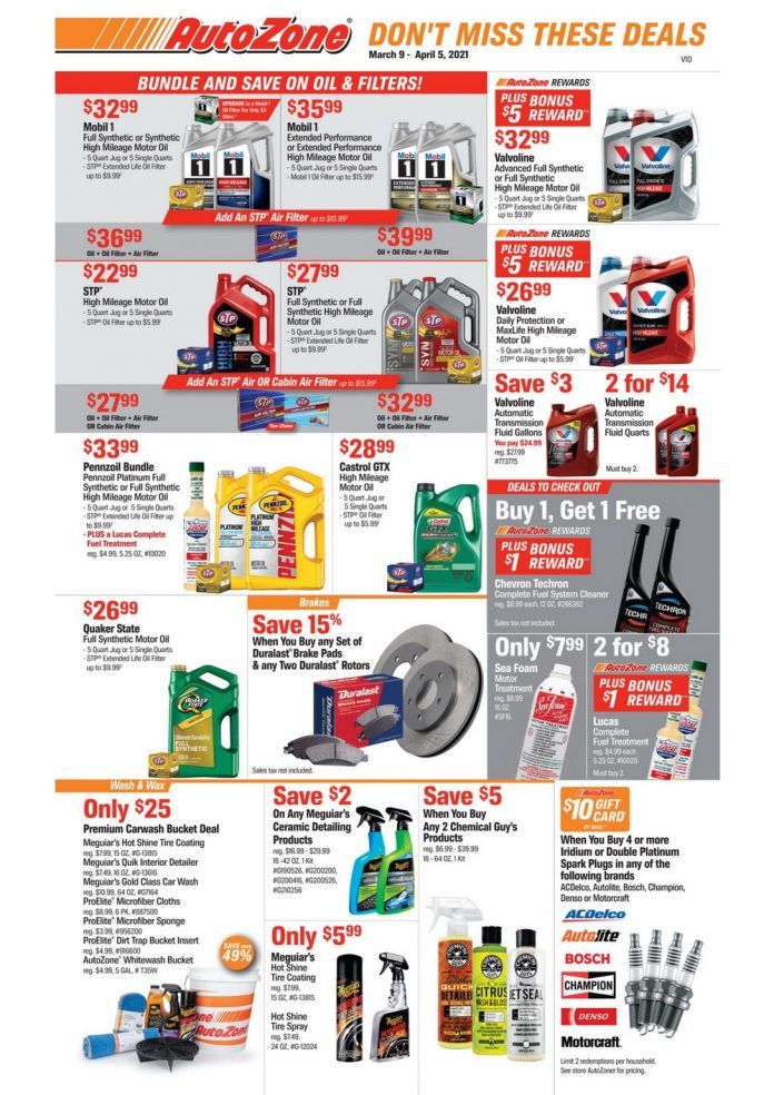 AutoZone Monthly Circular Mar 09 – Apr 05, 2021