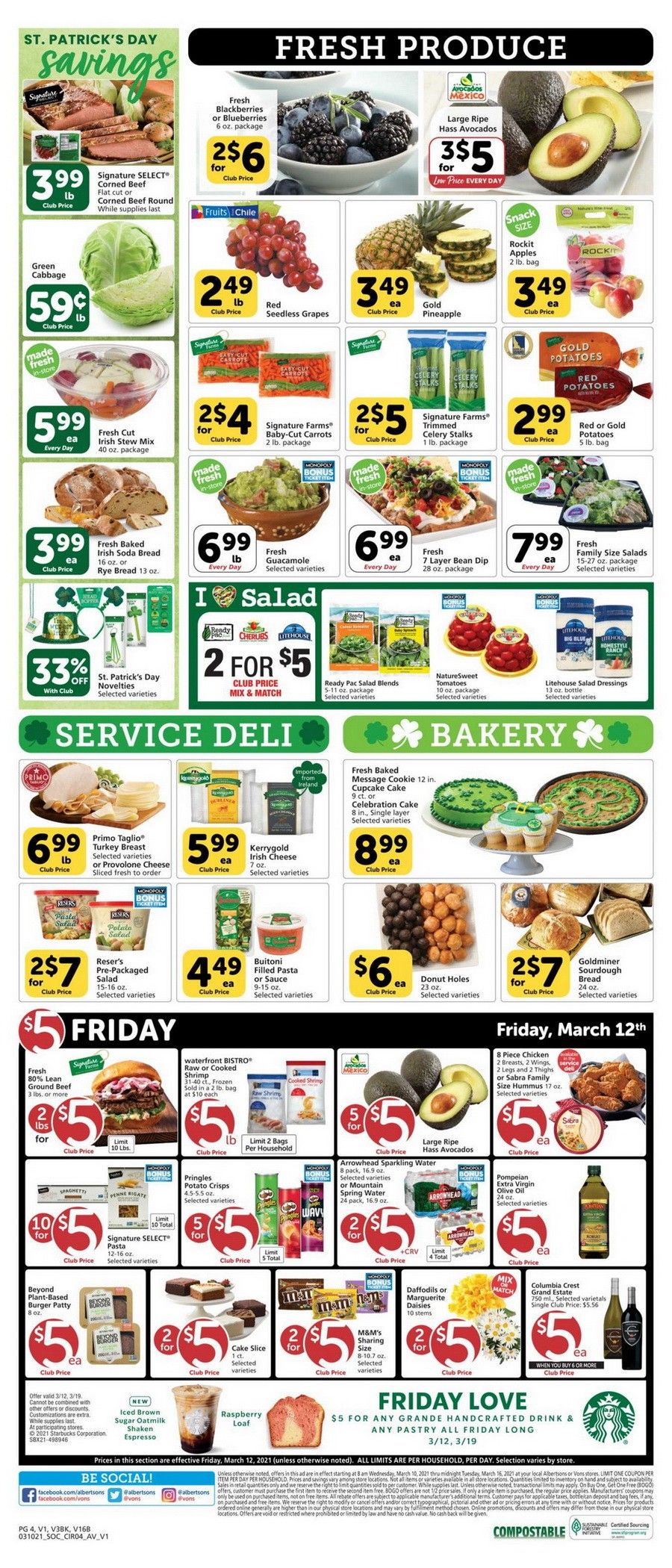 Vons Weekly Ad Mar 10 – Mar 16, 2021