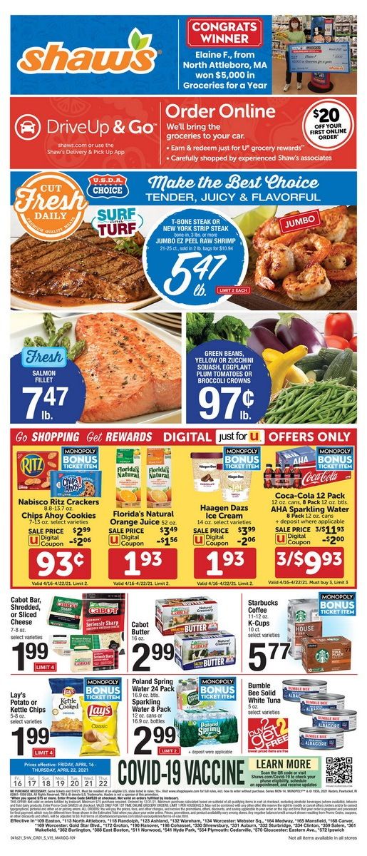 Shaw's Weekly Ad Apr 16 – Apr 22, 2021