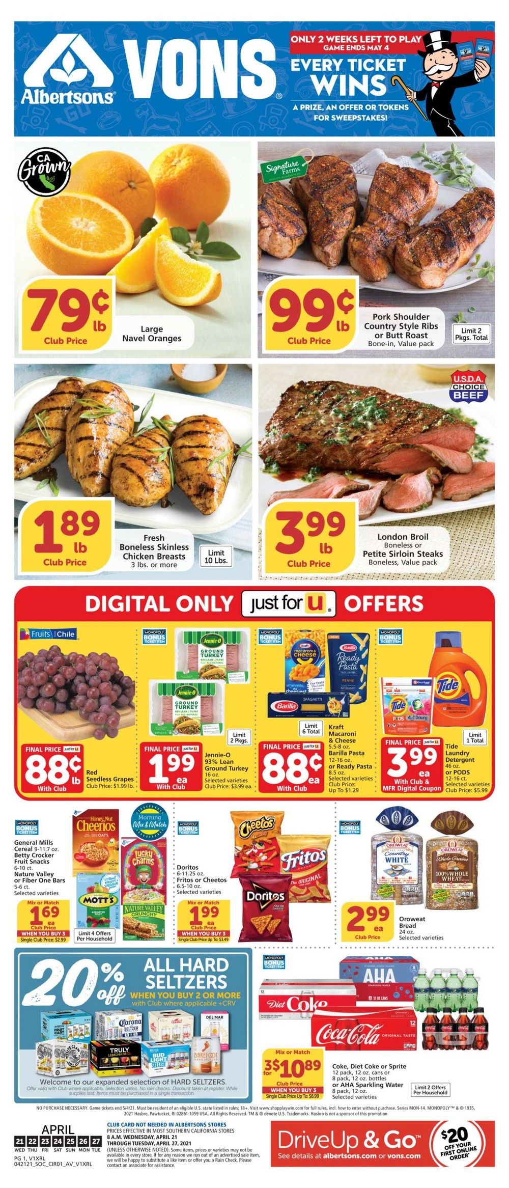 Vons Weekly Ad Apr 21 – Apr 27, 2021