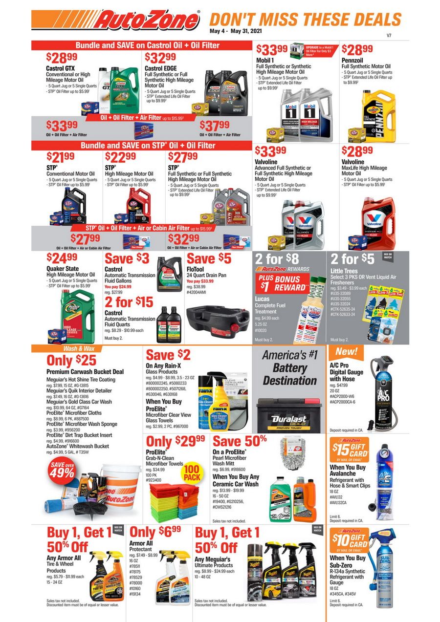 AutoZone Monthly Circular May 04 – May 31, 2021