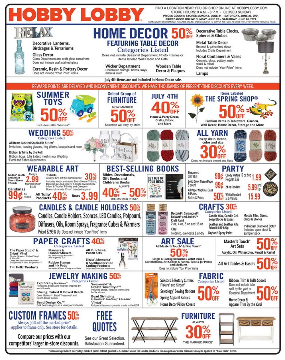Hobby Lobby Weekly Ad June 20 – June 26, 2021
