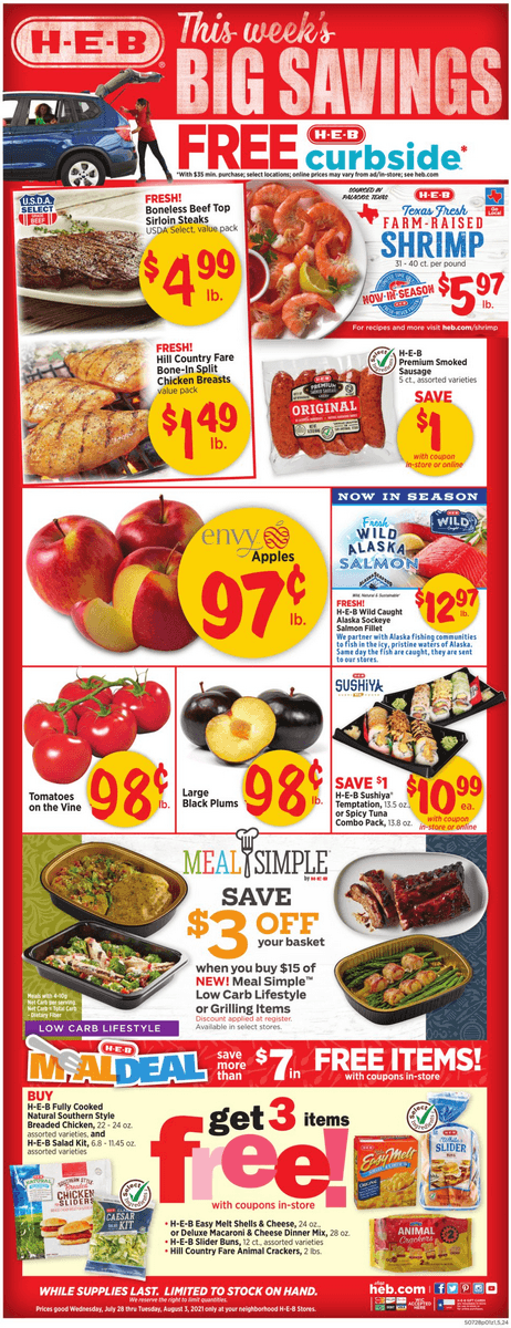 HEB Weekly Ad Jul 28 – Aug 03, 2021