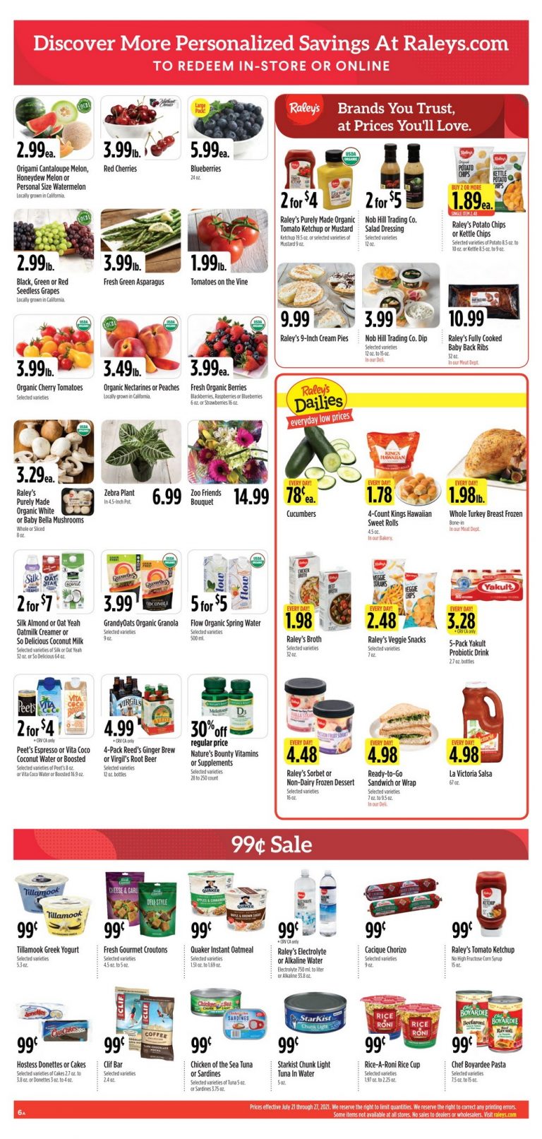 Raley's Supermarkets Weekly Ad July 21 – July 27, 2021