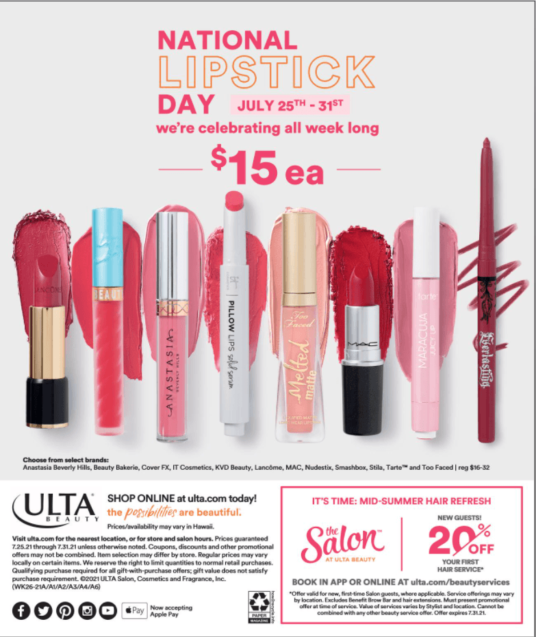 Ulta Beauty Weekly Ad July 25 – July 29, 2021