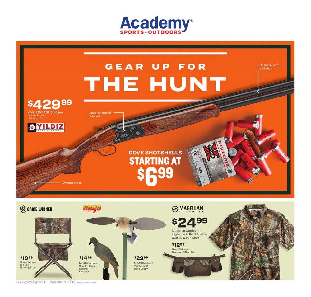 Academy Sports + Outdoors Hunting Ad Aug 30 – Sep 12, 2021