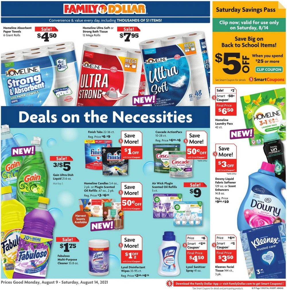Family Dollar Weekly Ad Aug 09 – Aug 14, 2021