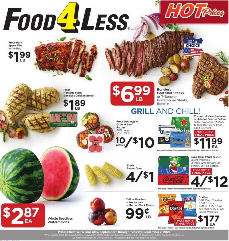 Food 4 Less Weekly Ad Sep 01 – Sep 07, 2021