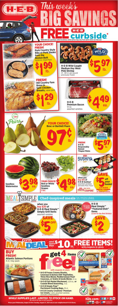 HEB Weekly Ad Aug 25 – Aug 31, 2021