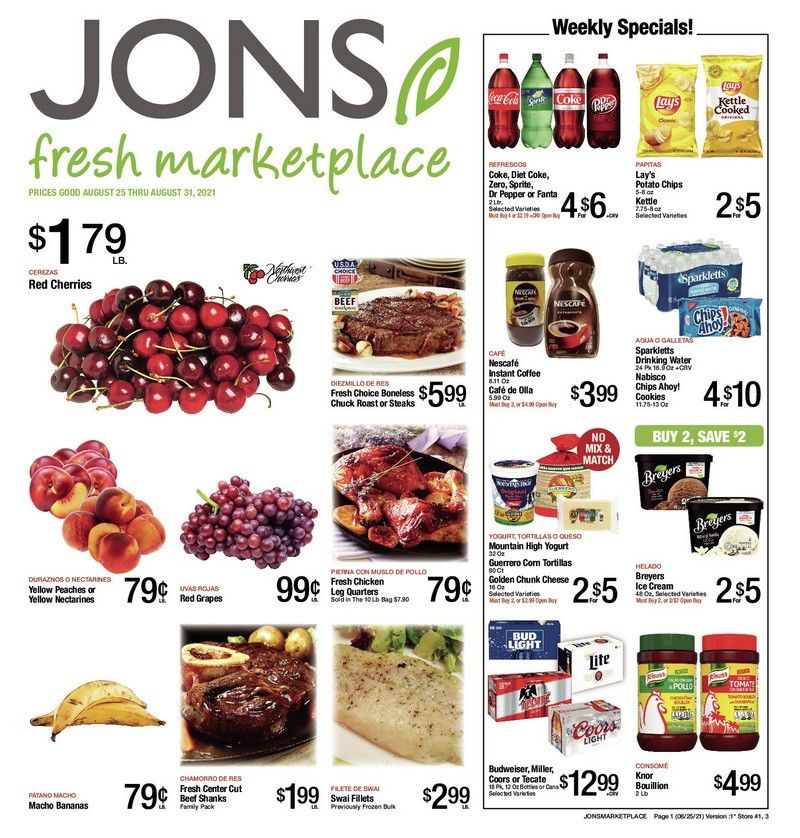Jons Weekly Ad Aug 25 – Aug 31, 2021