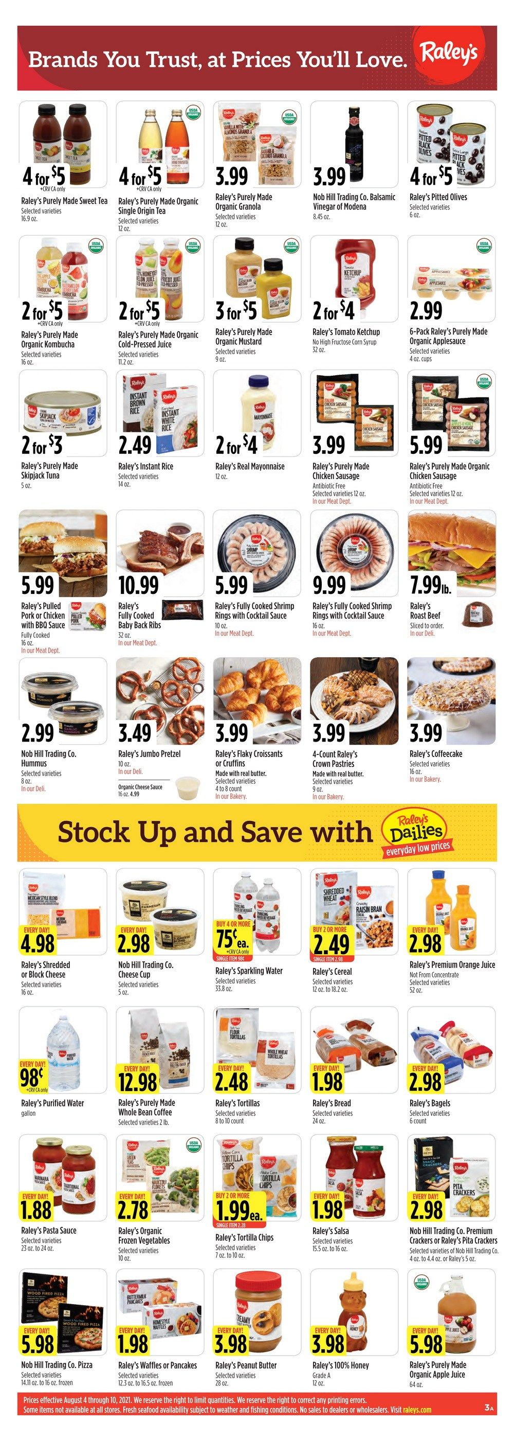 Raley's Supermarkets Weekly Ad Aug 04 – Aug 10, 2021