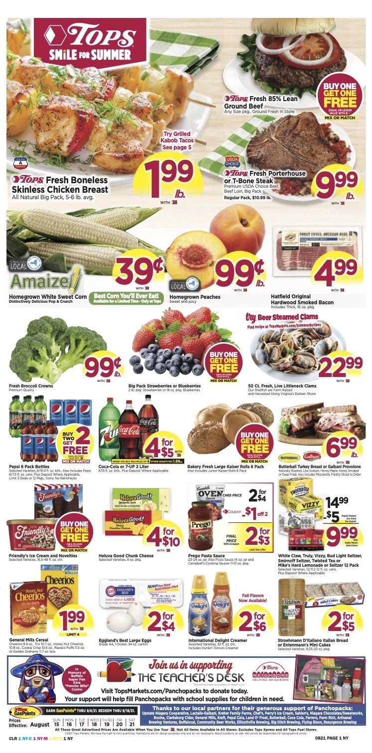 Tops Weekly Ad Aug 15 – Aug 21, 2021