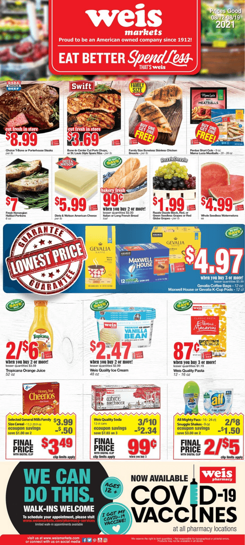 Weis Markets Weekly Ad Aug 12 – Aug 19, 2021