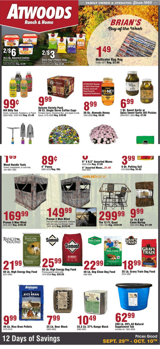 Atwoods Weekly Ad Sep 29 – Oct 10, 2021