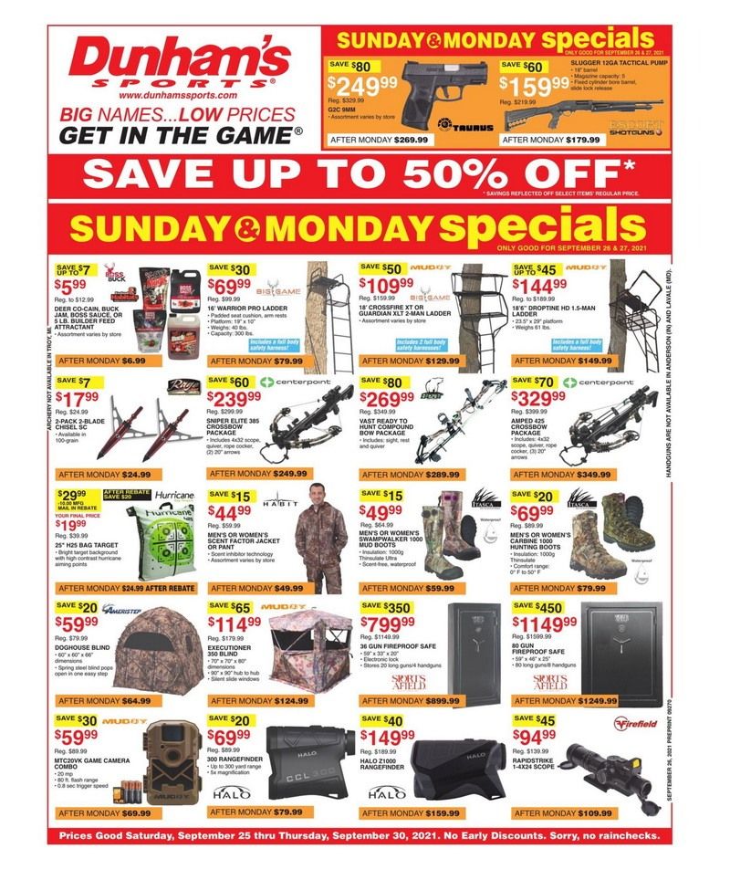 Dunham's Sports Weekly Ad Sep 25 – Sep 30, 2021