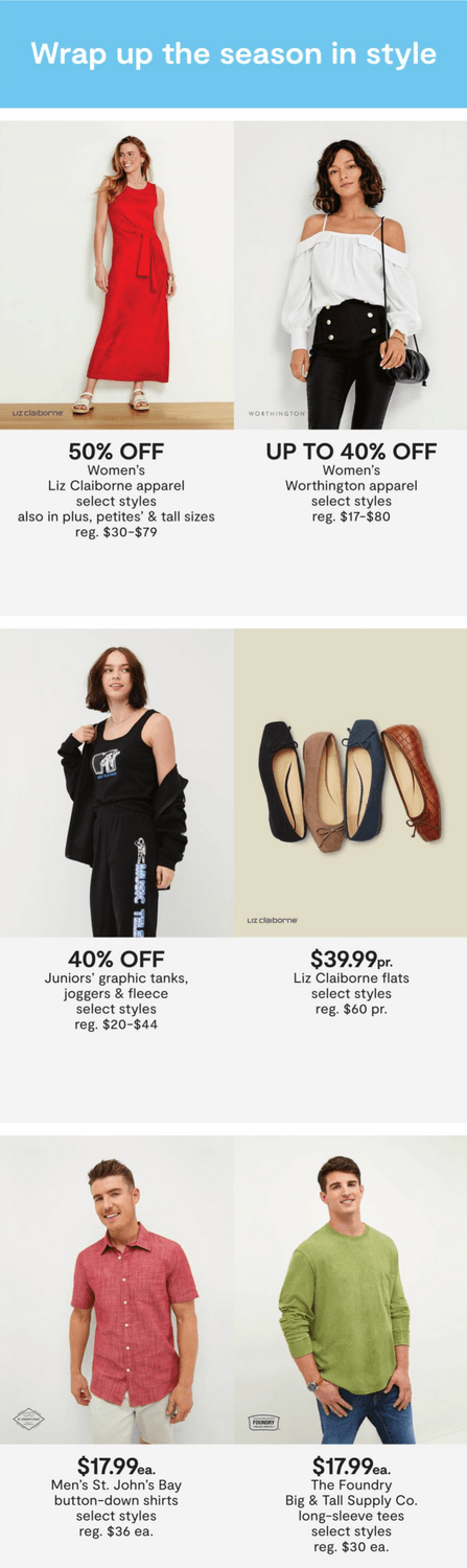 JCPenney End of Summer Sale Sep 02 – Sep 06, 2021