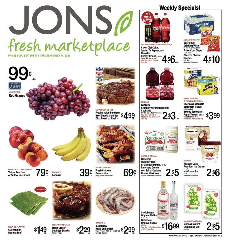 Jons Weekly Ad Sep 08 – Sep 14, 2021