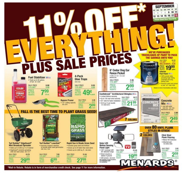 Menards Weekly Ad Sep 09 – Sep 18, 2021