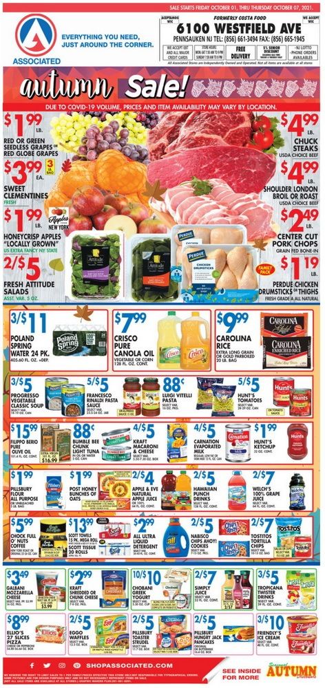 Associated Supermarkets Weekly Ad Oct 01 – Oct 07, 2021
