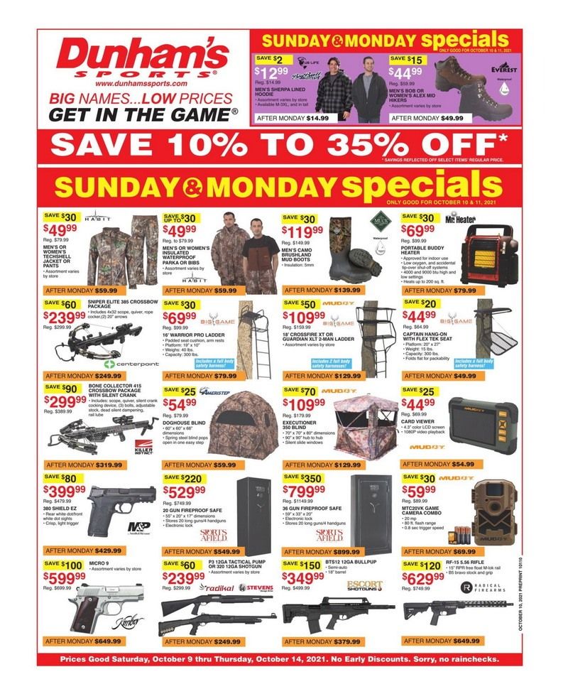 Dunham's Sports Weekly Ad Oct 09 – Oct 14, 2021
