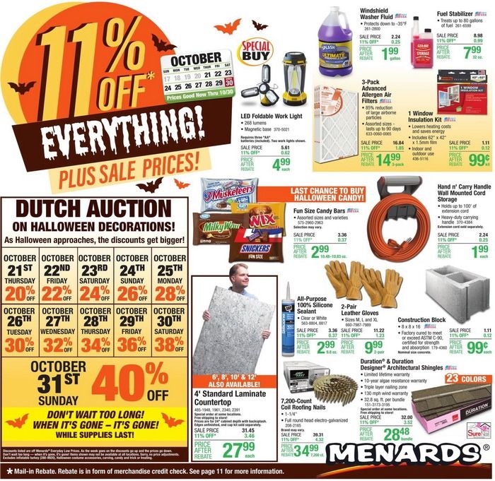 Menards Weekly Ad Oct 21 – Oct 30, 2021
