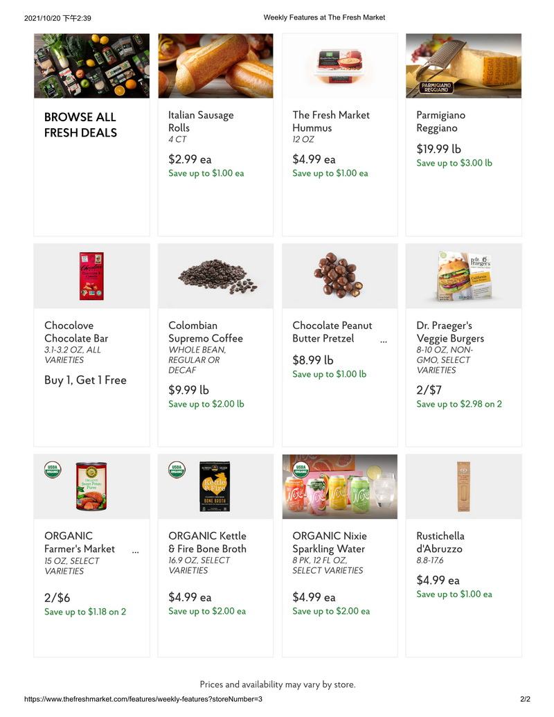 The Fresh Market Weekly Ad Oct 20 – Oct 26, 2021