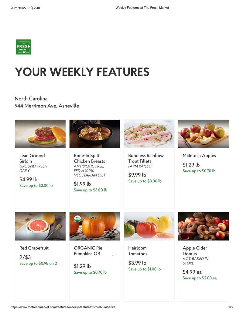 The Fresh Market Weekly Ad Oct 27 – Nov 02, 2021