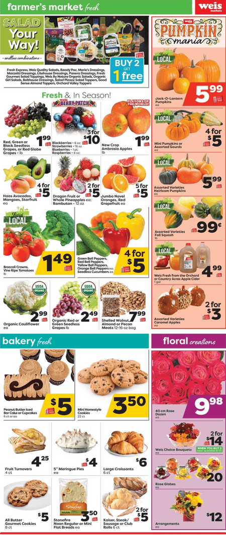 Weis Markets Weekly Sale Sep 30 – Nov 04, 2021
