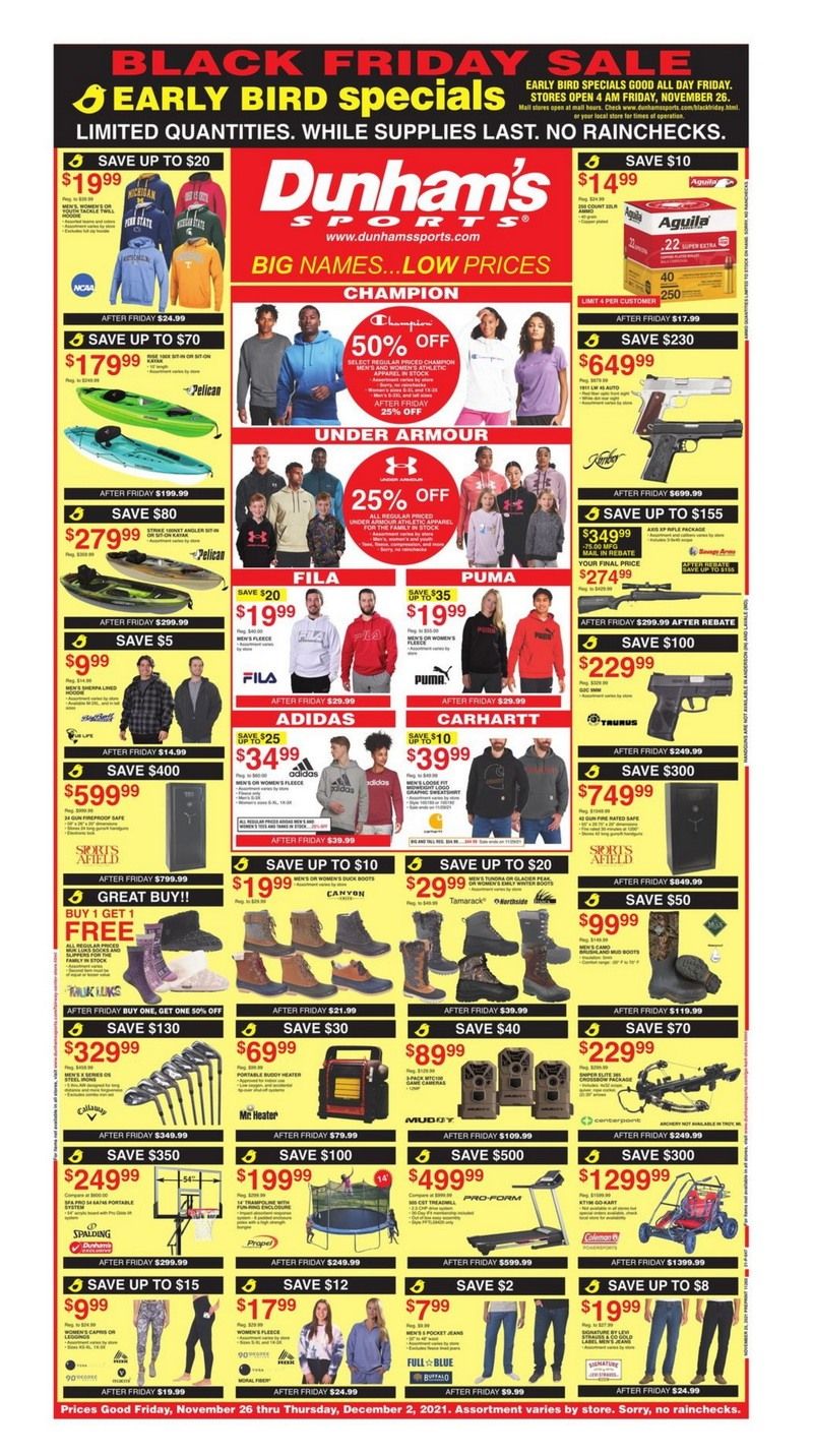 Dunham's Sports Weekly Ad Nov 26 – Dec 02, 2021 (Thanksgiving & Black ...