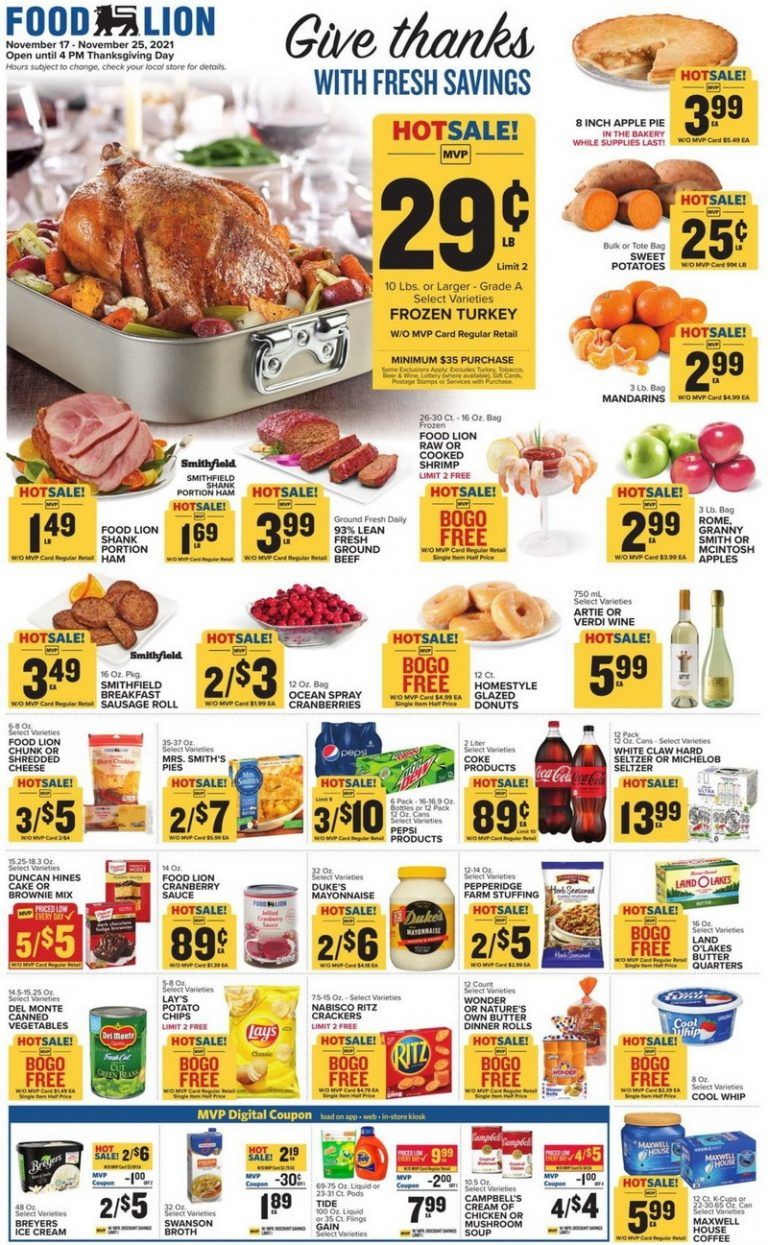 Food Lion Weekly Ad Nov 17 – Nov 25, 2021 (Thanks-for-Giving Promotion ...