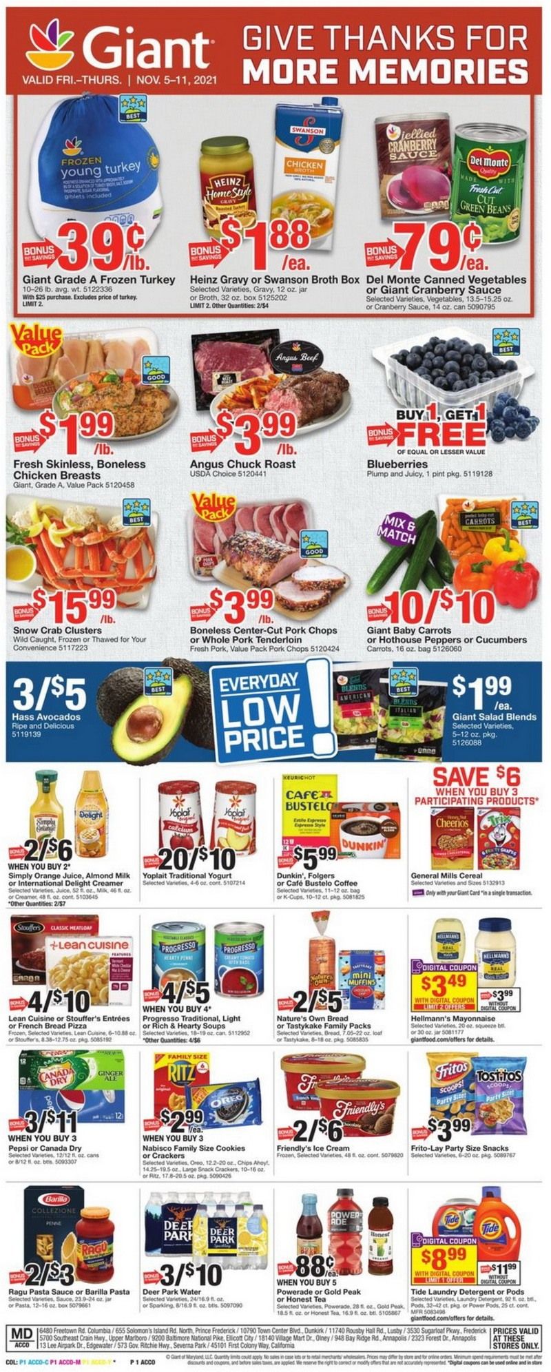 Giant Food Weekly Ad Nov 05 – Nov 11, 2021 (Thanks-for-Giving Promotion ...