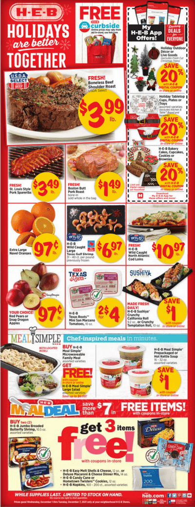 HEB Weekly Ad Dec 01 – Dec 07, 2021