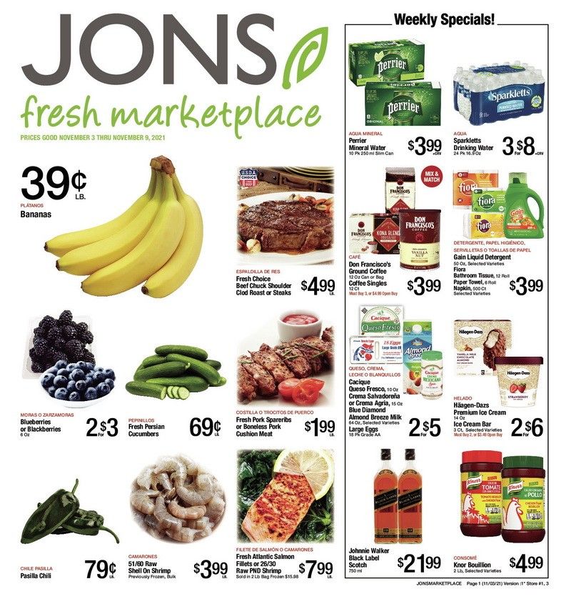 Jons Weekly Ad Nov 03 – Nov 09, 2021