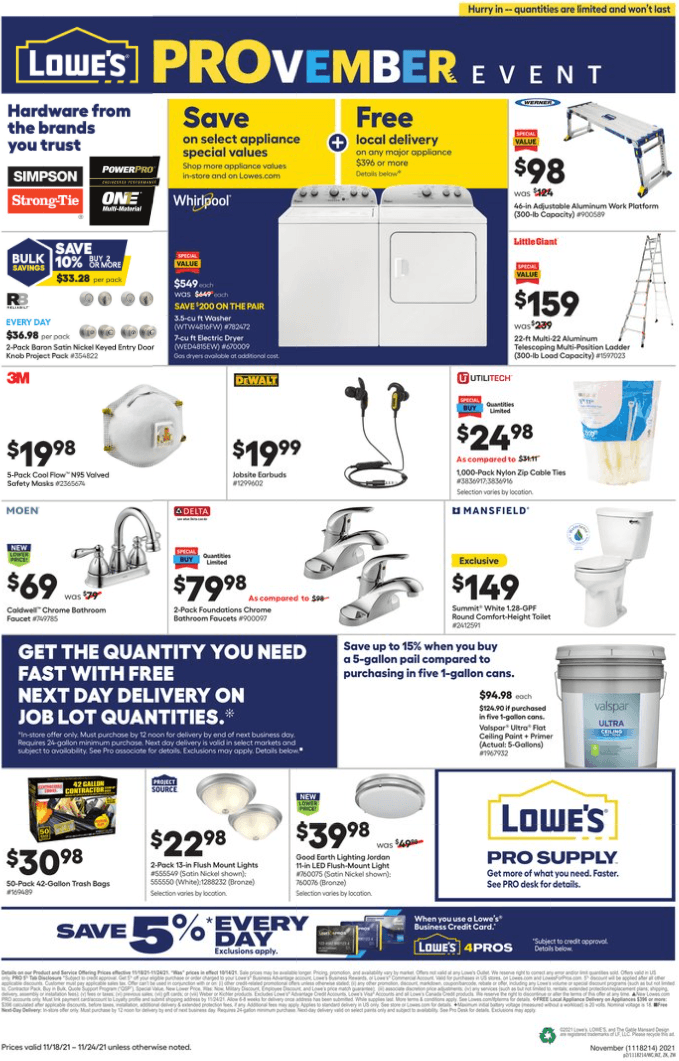 Lowe's Weekly Ad Nov 18 – Nov 24, 2021