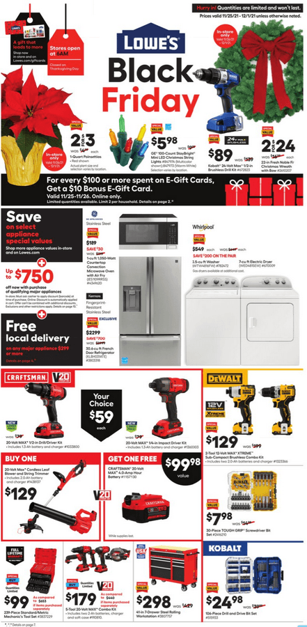 Lowe's Black Friday Ad Nov 25 – Dec 01, 2021