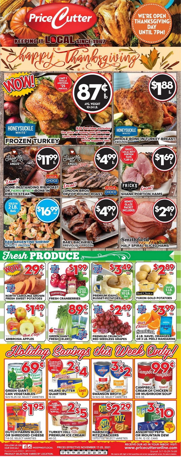 Price Cutter Weekly Ad Nov 17 – Nov 25, 2021 (Thanks-for-Giving ...