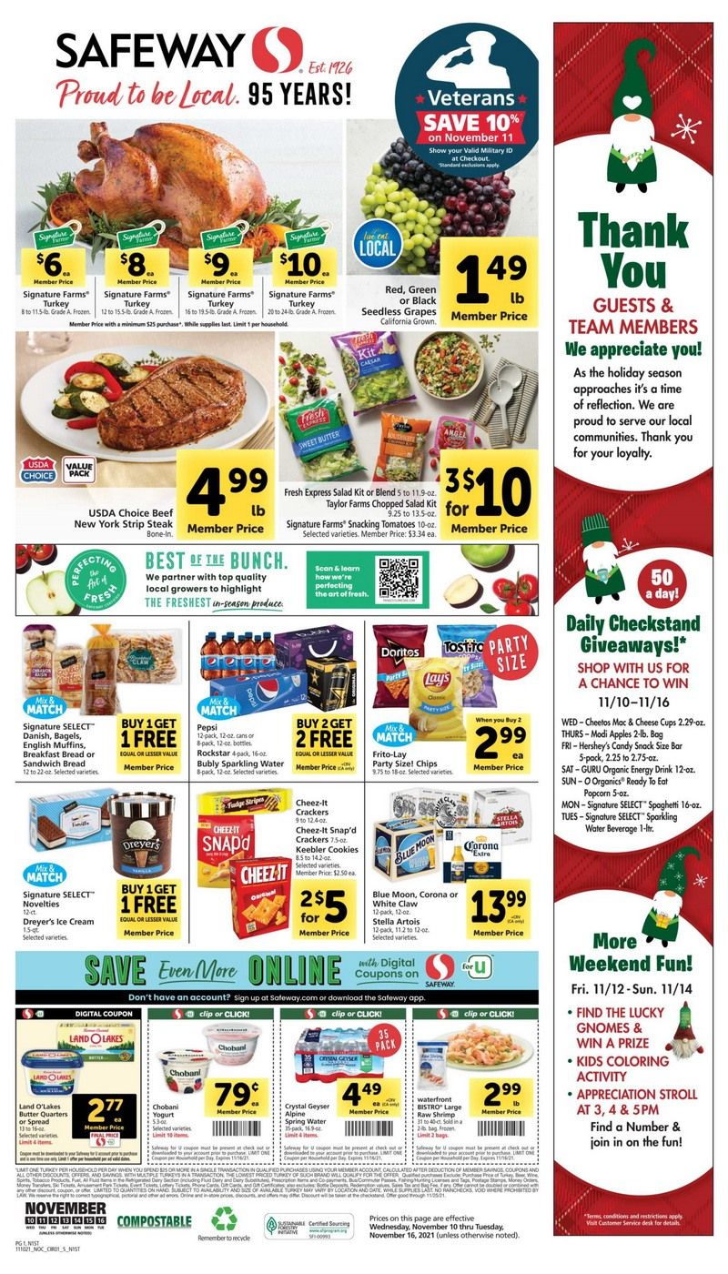 Safeway Weekly Ad Nov 10 – Nov 16, 2021