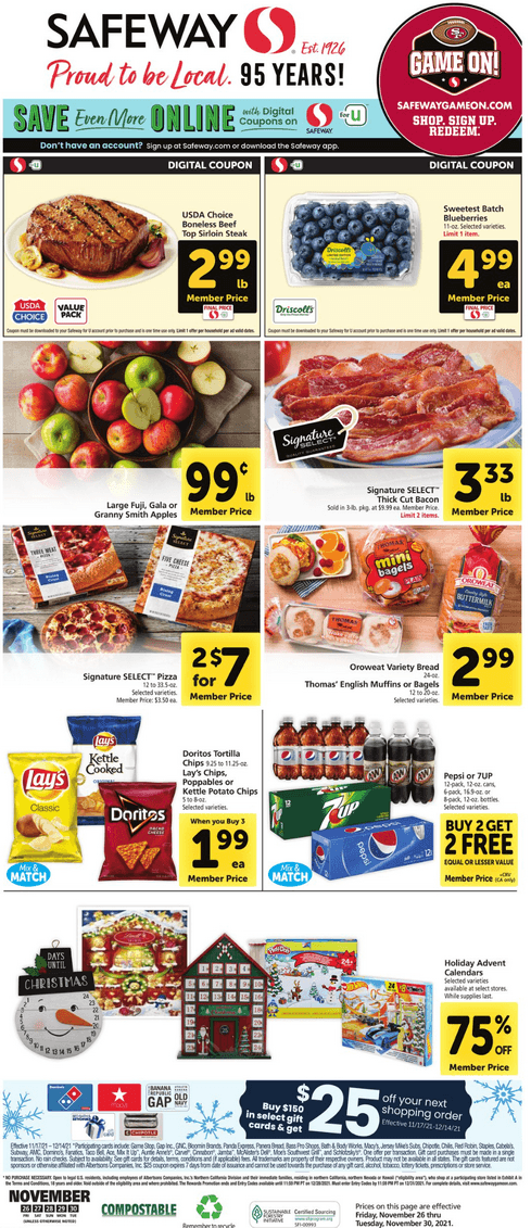 Safeway Weekly Ad Nov 26 – Nov 30, 2021 (Black Friday Promotion Included)