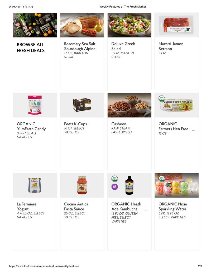 The Fresh Market Weekly Ad Nov 03 – Nov 09, 2021