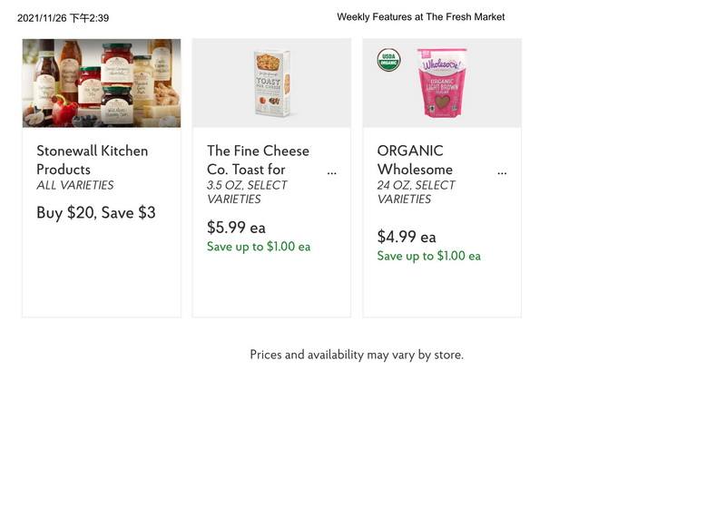 The Fresh Market Weekly Ad Nov 26 – Nov 30, 2021