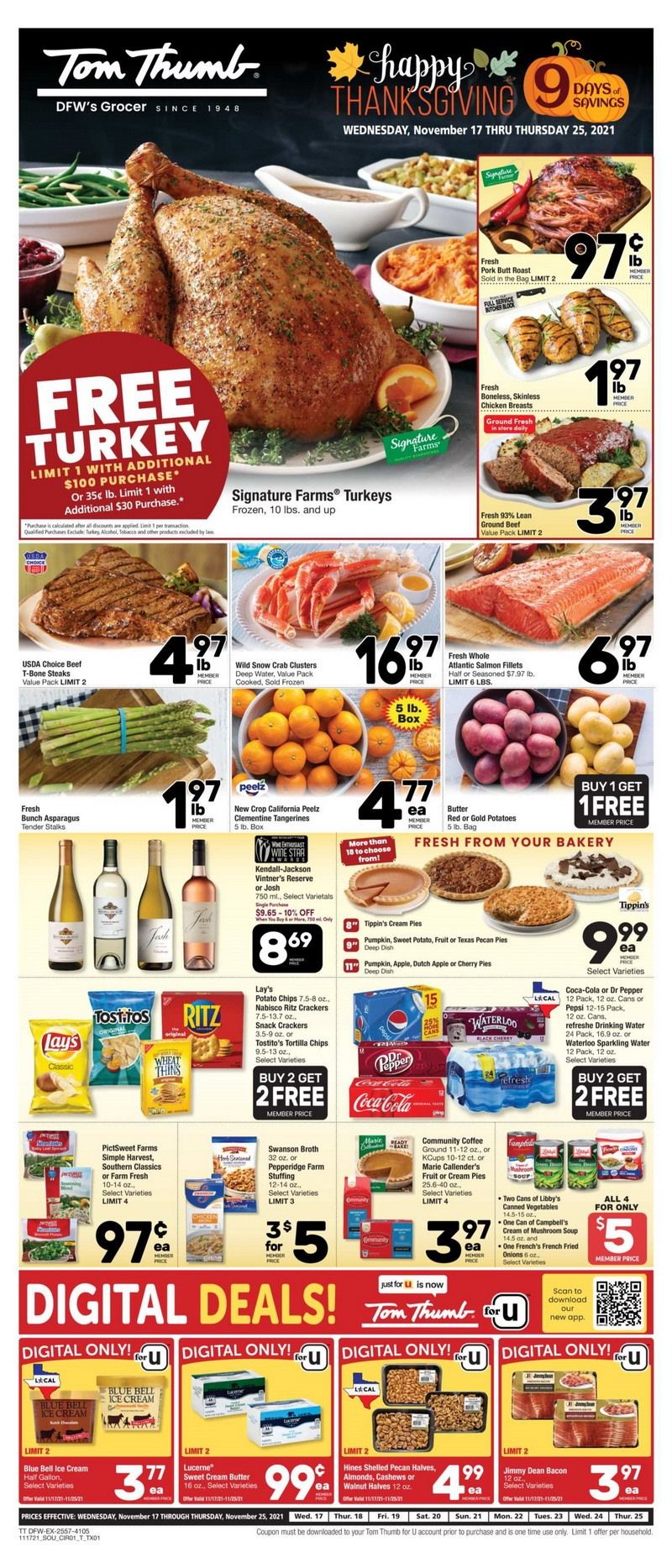Tom Thumb Weekly Ad Nov 17 – Nov 25, 2021 (Thanksgiving Promotion Included)