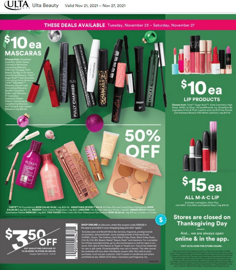 Ulta Beauty Black Friday Ad Nov 21 – Nov 27, 2021
