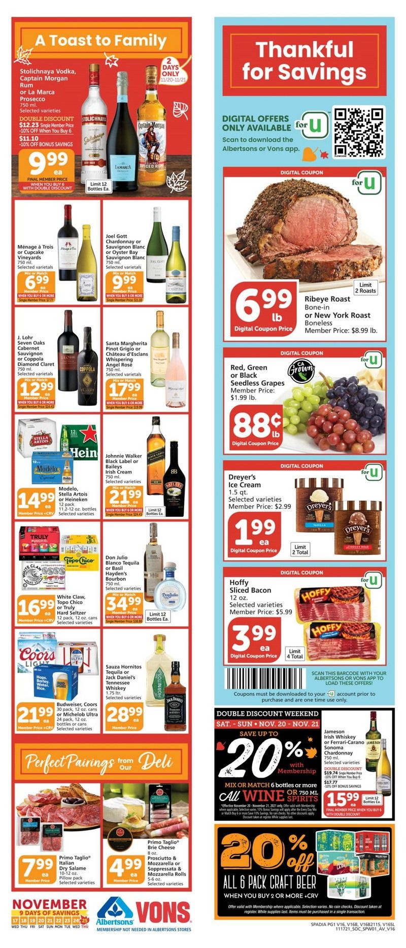 Vons Weekly Ad Nov 17 – Nov 25, 2021 (Thanks-for-Giving Promotion Included)