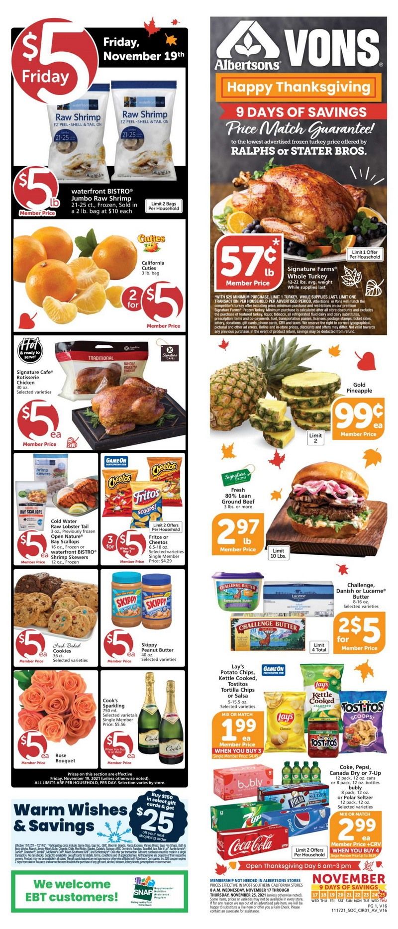 Vons Weekly Ad Nov 17 – Nov 25, 2021 (Thanks-for-Giving Promotion Included)